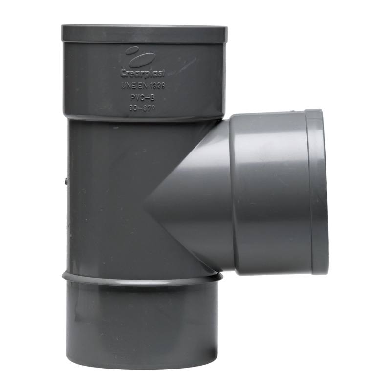 Drain Pipes & Fittings: Tee PVC 80mm Grey